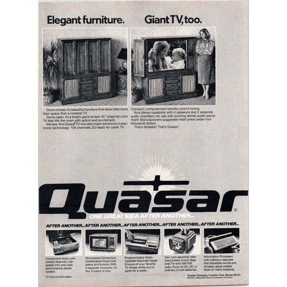 Quasar | Art | 981 Quasar Big Screen Console Tv Television Vintage ...
